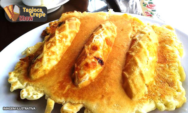 Crepe suiço com borda dupla de queijo ou chocolate + caldo de cana ou ...